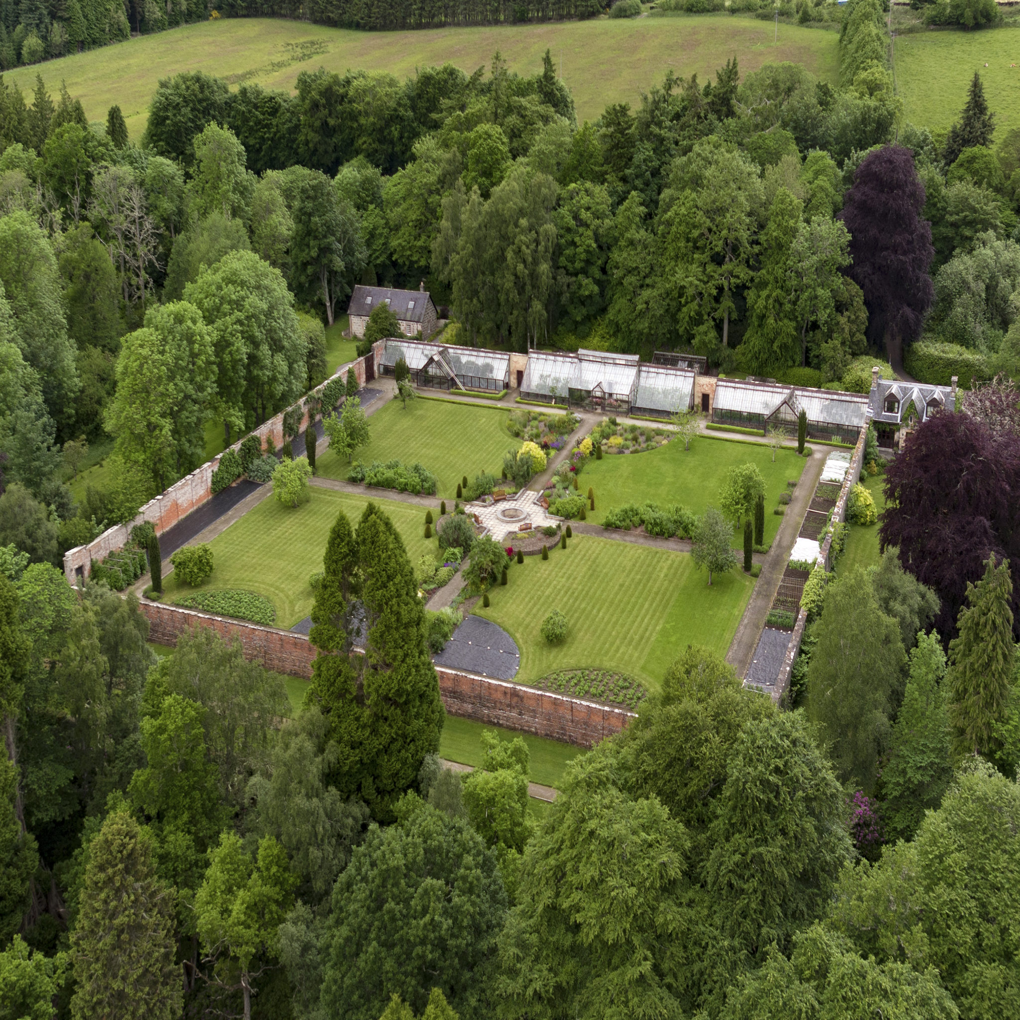Walled Garden Ardross Castle Scotland aerial image Aaron Sneddon DJI ...